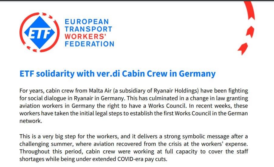 ETF: European Transport Workers' Federation | ETF solidarity with Ver ...